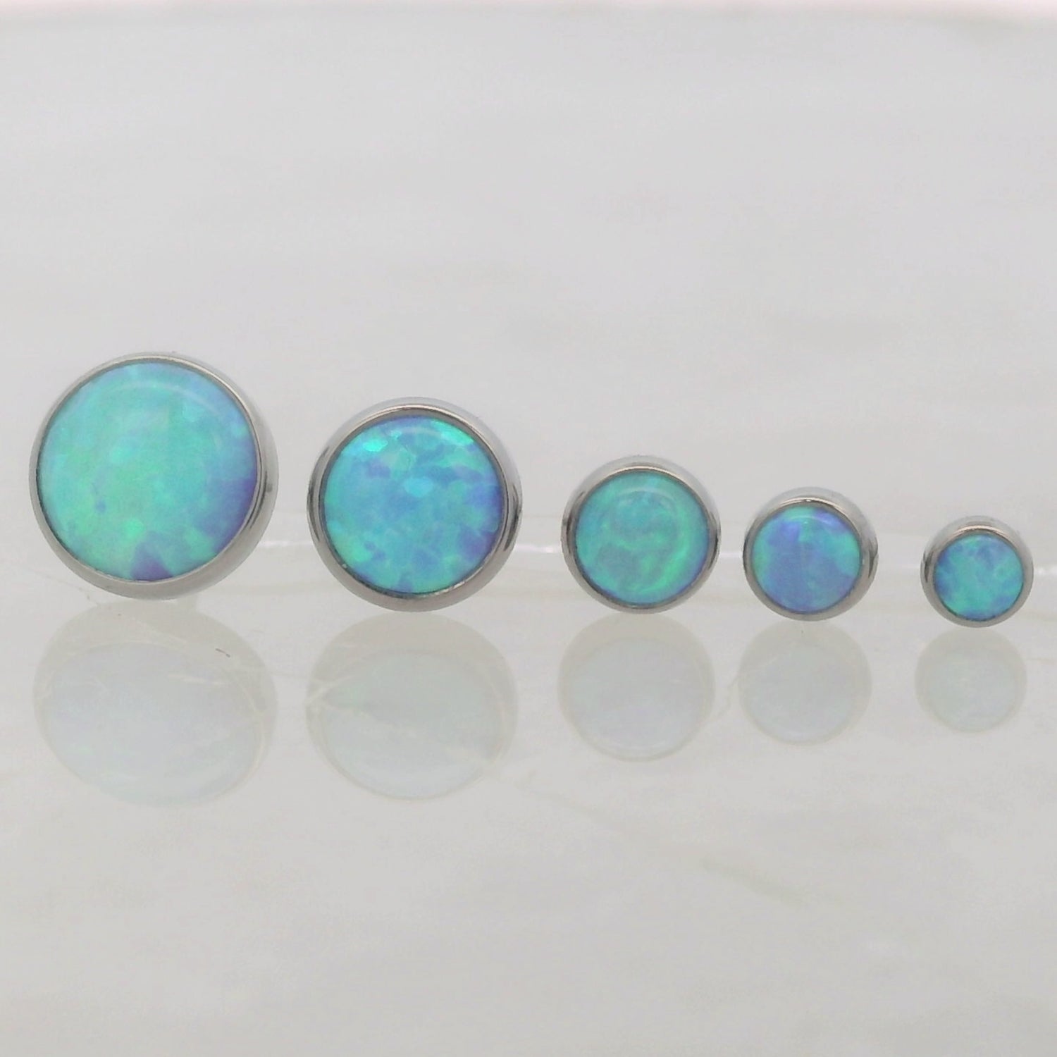 Opal Cabochon in Titanium Bezel Setting - Threadless – Ivy Piercing Studios