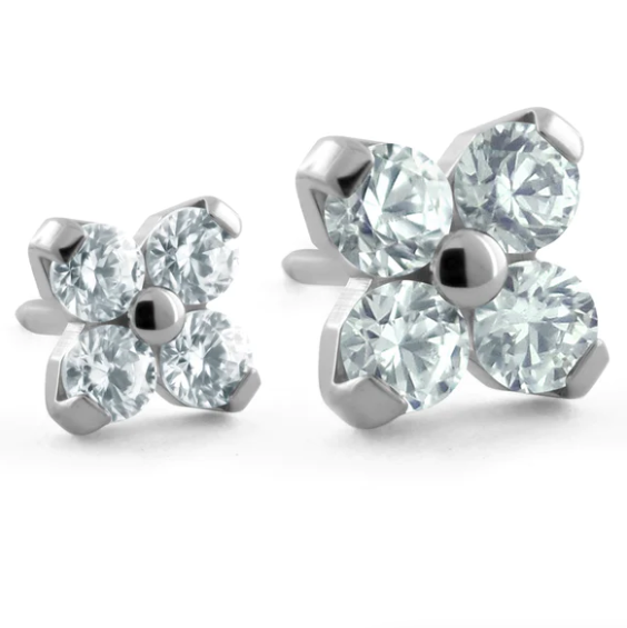 Forte with Faceted Gems - Titanium - Threadless – Ivy Piercing Studios