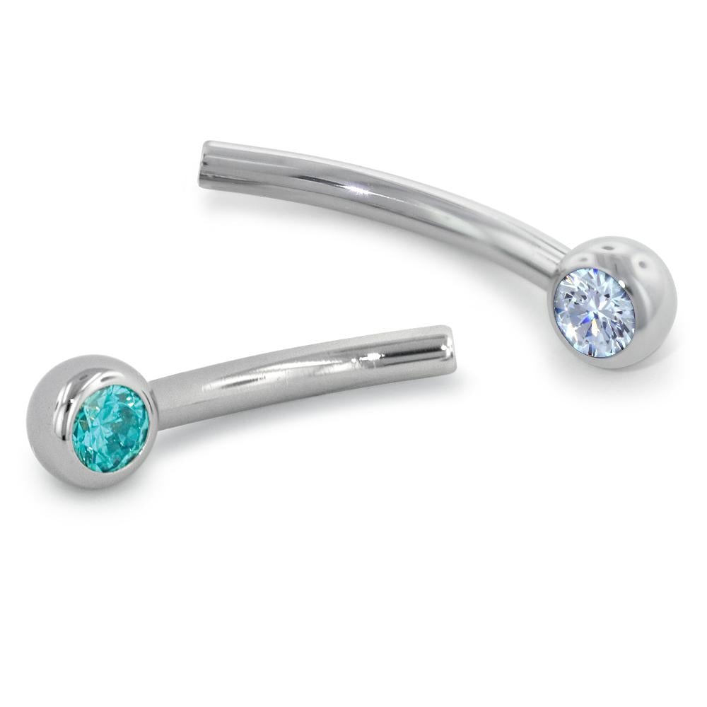 Curved Barbell With Fixed 2.5mm Gem End - POST ONLY - Threadless – Ivy Piercing Studios