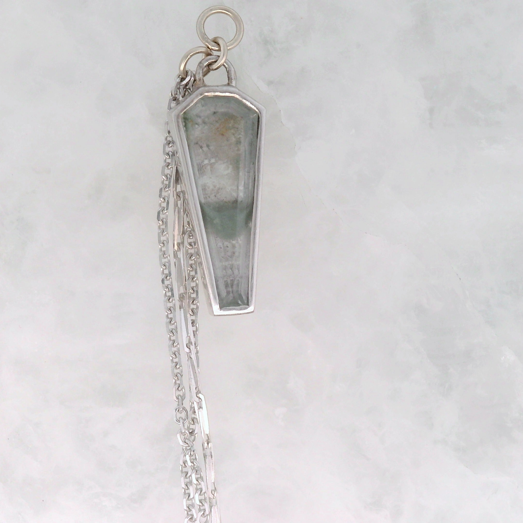 Quartz with Chlorite Coffin Dangle in White Gold – Ivy Piercing Studios